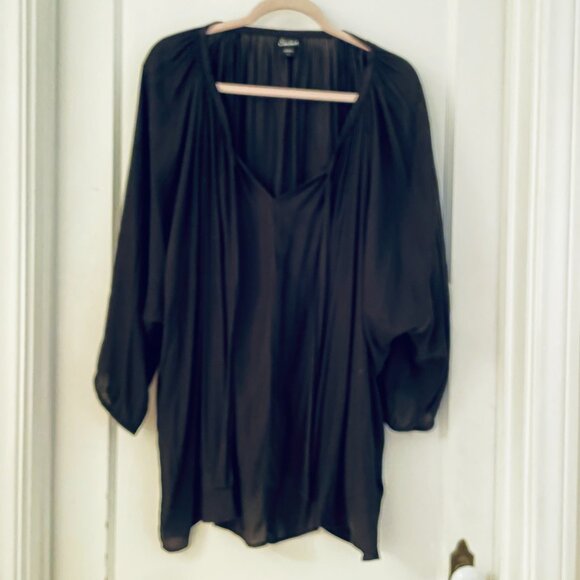 Simply Emma | Tops | Simply Emma Black Sheer Bohemian Oversized Flowy ...